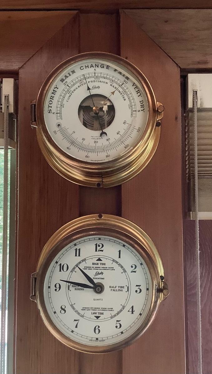 Lot 340 Vintage Brass SCHATZ Clock & Barometer | EstateSales.org