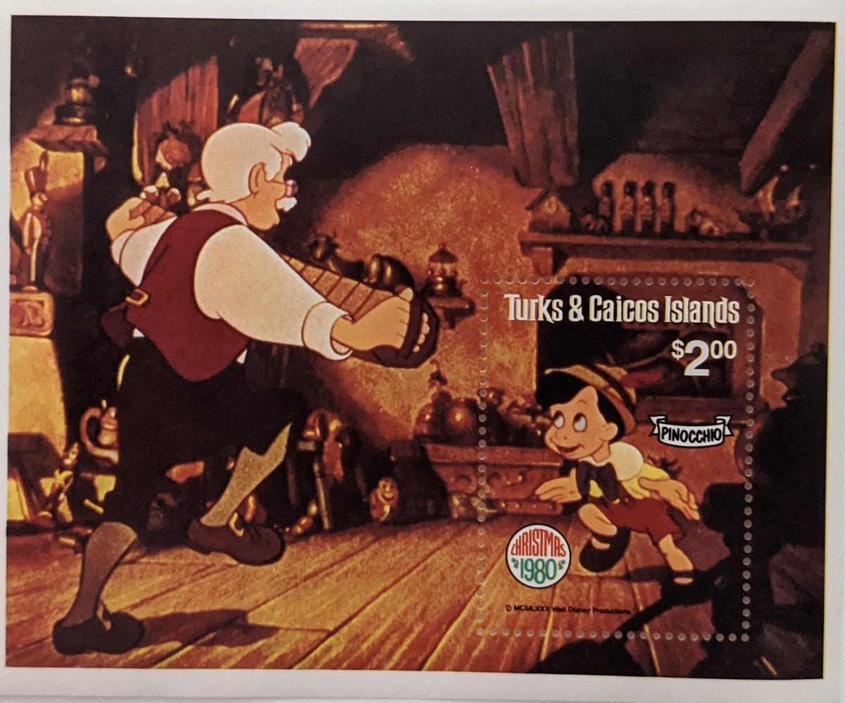 Turks & Caicos 1980 Pinocchio Souvenir Stamp Sheet | EstateSales.org