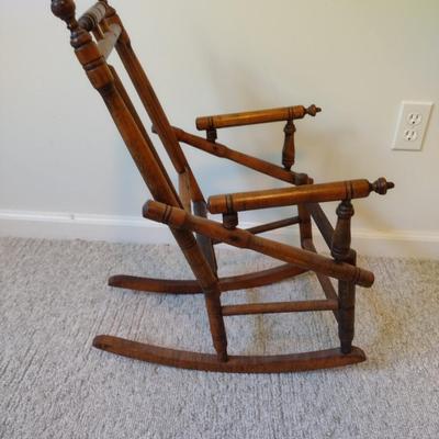 Antique 19th Century Early American Solid Wood Child Size Rocking Chair ...