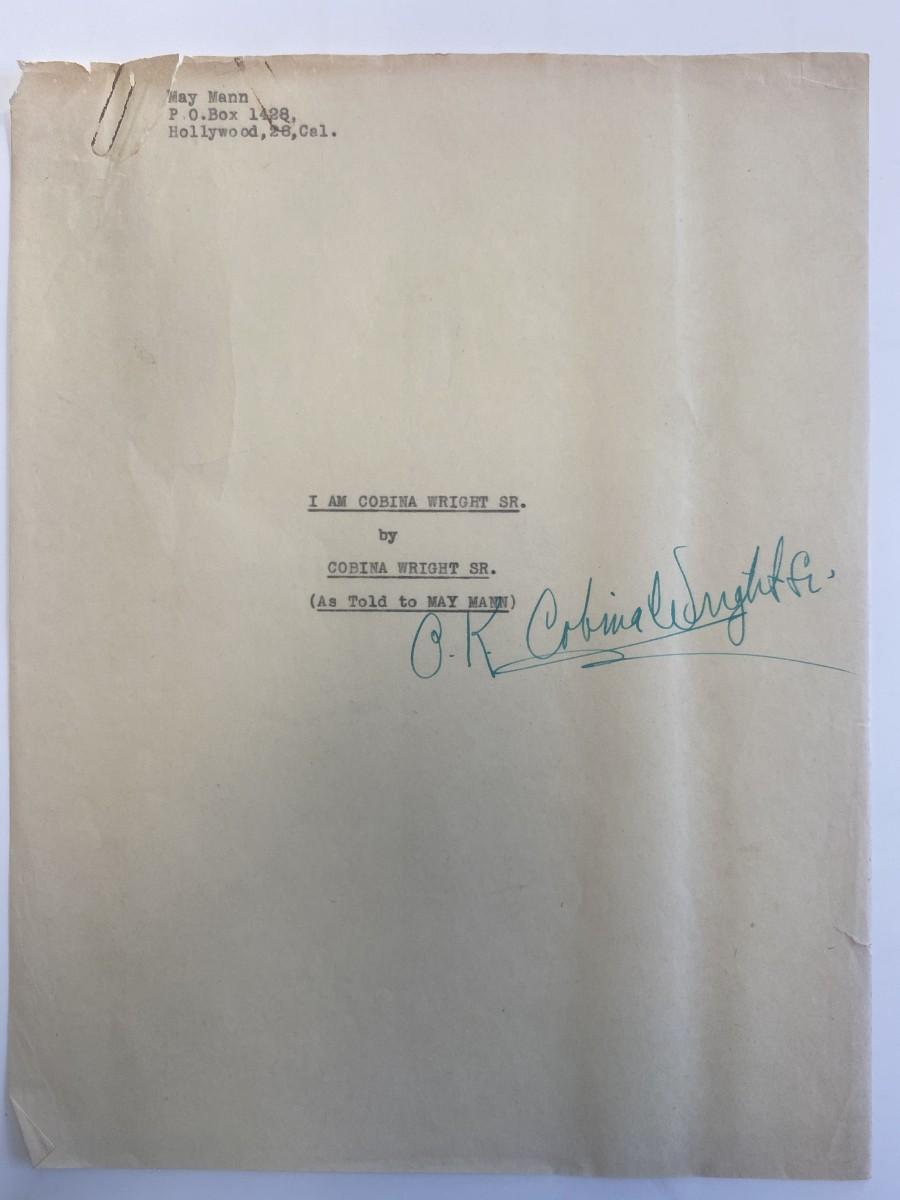 Corbin Wright Sr. signed document-Hollywood Comes to my House- 8x11 ...
