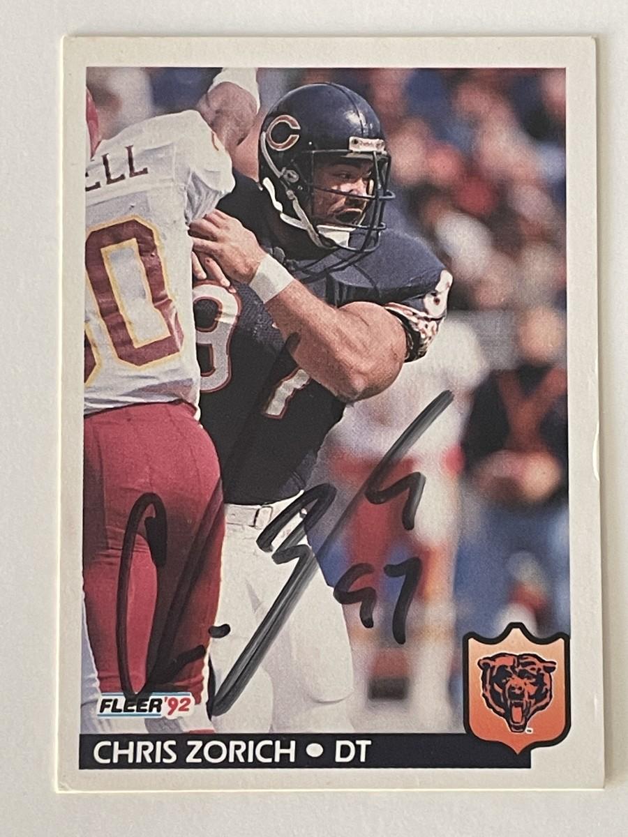Chicago Bears Chris Zorich 1992 Fleer #52 signed trading card ...