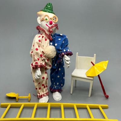 Vintage Plastic Colorful Clown Poseable Figurine with Accessories ...