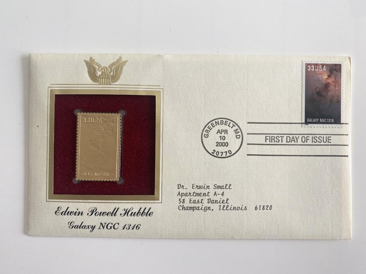 Edwin Powell Hubble Galaxy NGC 1316 Gold Stamp Replica First Day Cover ...