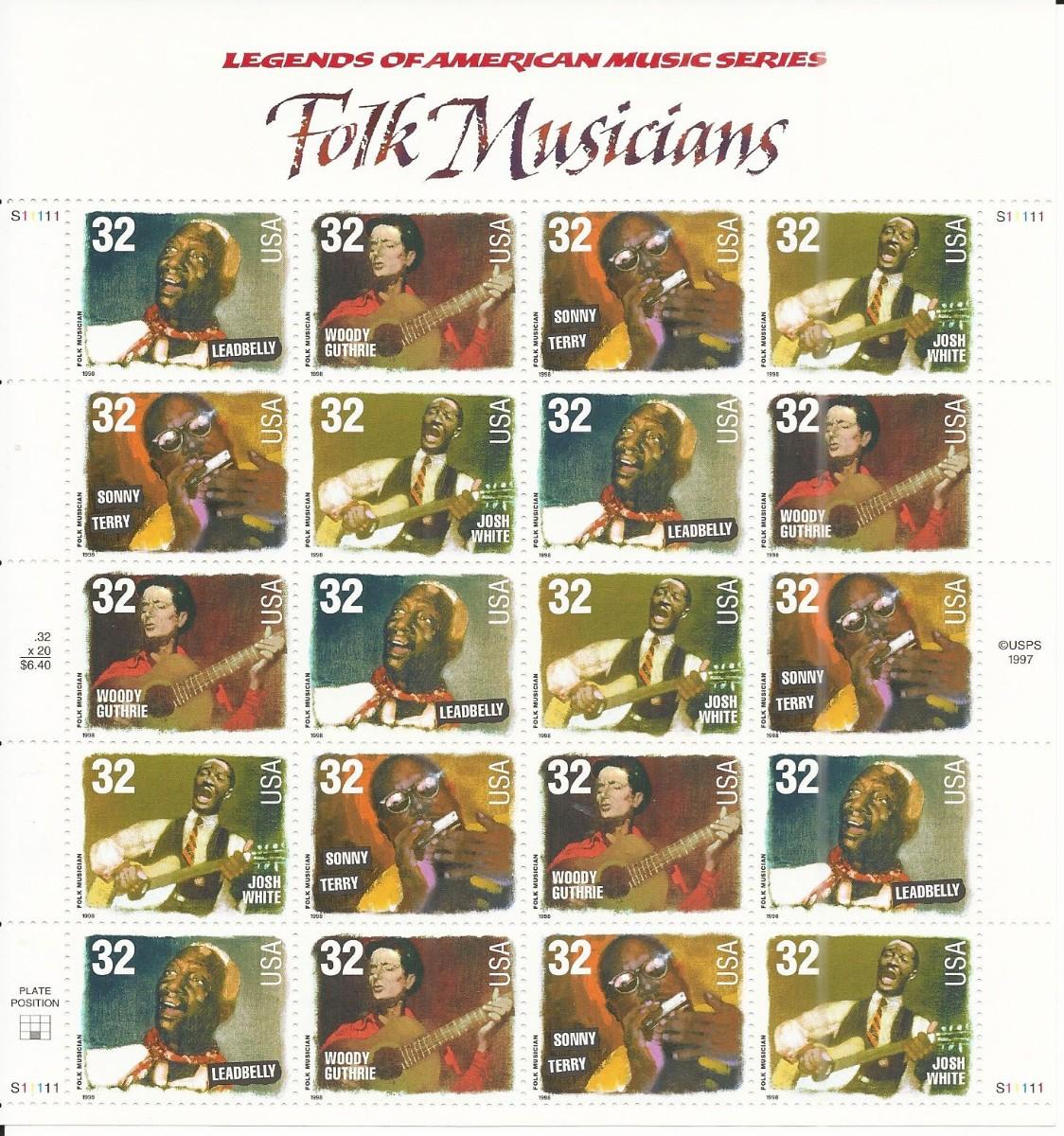 Folk Musicians Stamps | EstateSales.org