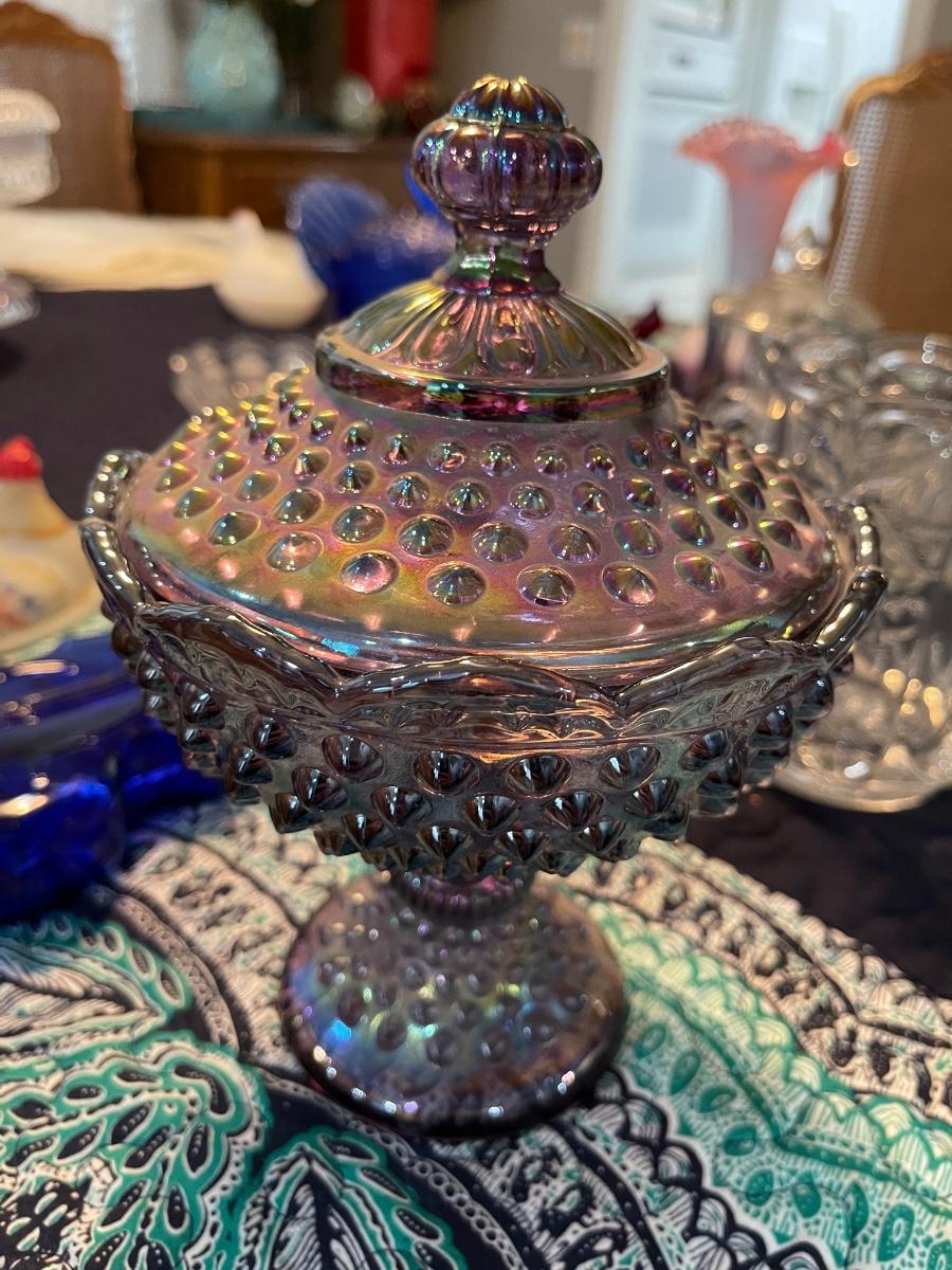 Carnival glass candy Dish | EstateSales.org