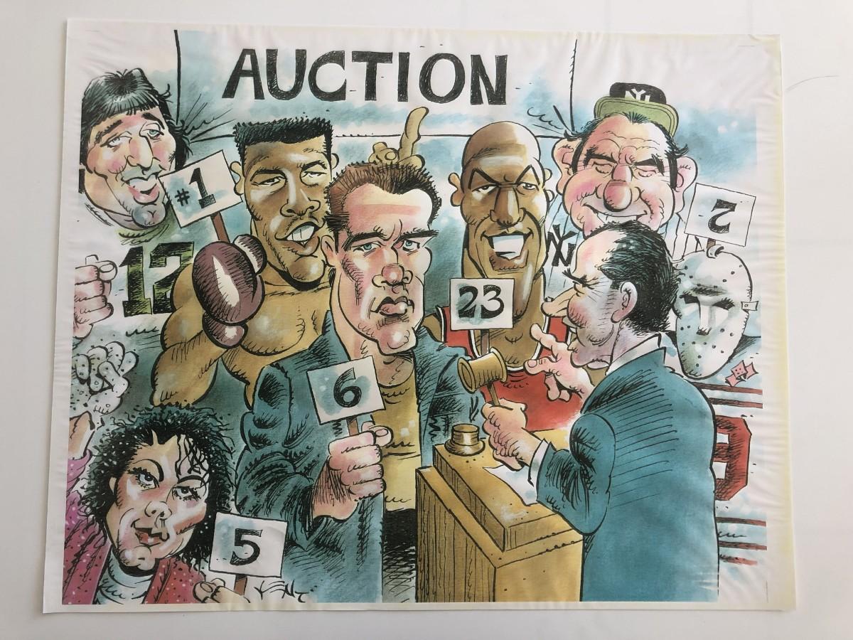 Richard Nixon Celebrity Auction Caricature Print | EstateSales.org