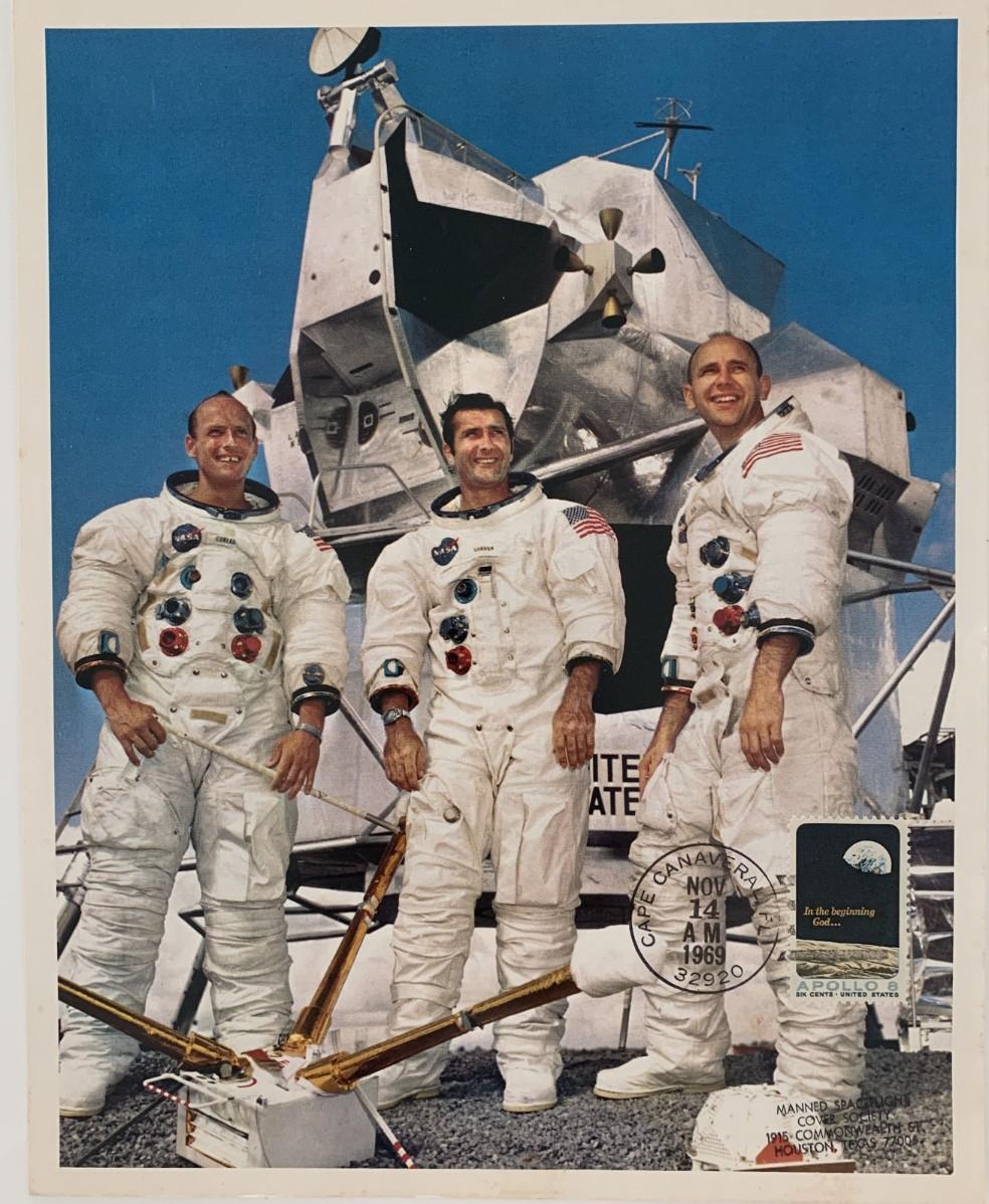 Apollo 12 official NASA photo with Apollo 8 stamp | EstateSales.org