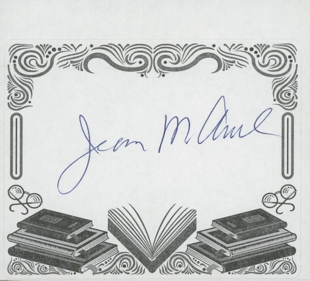 Jean M. Auel signed bookplate | EstateSales.org Jean M. Auel signed bookplate | EstateSales.org