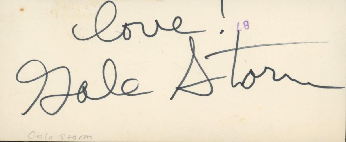 Gale Storm signature cut | EstateSales.org