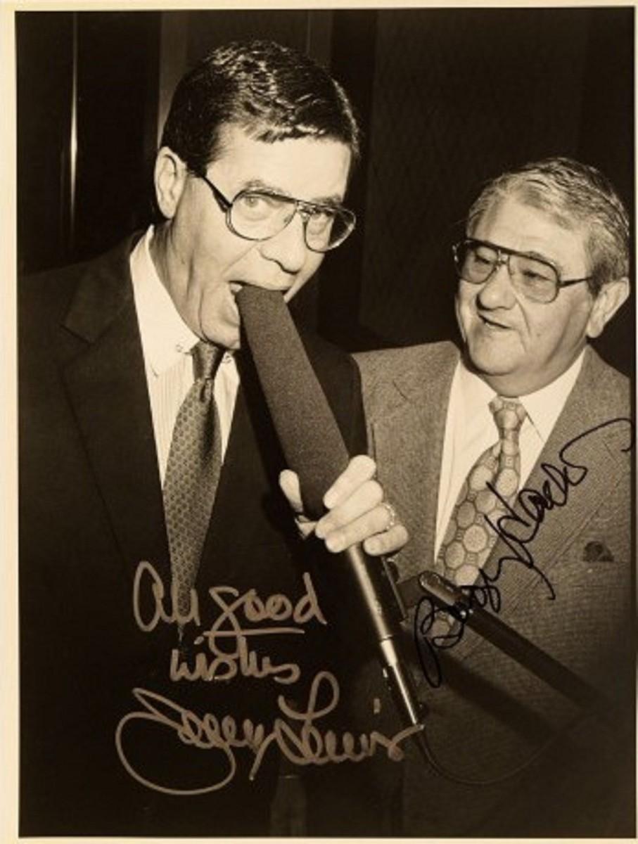 Jerry Lewis & Buddy Hackett signed promo photo | EstateSales.org