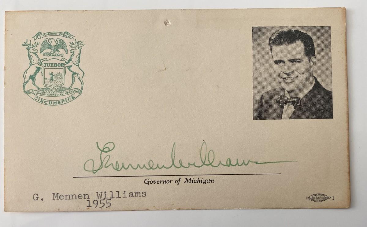Governor of Michigan G. Mennen Williams signed autograph card ...