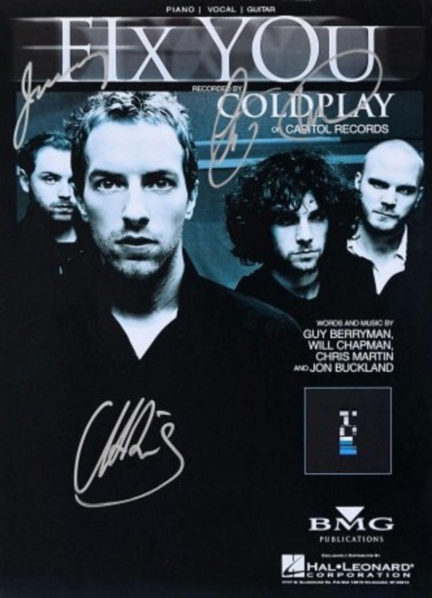 Coldplay signed sheet music | EstateSales.org