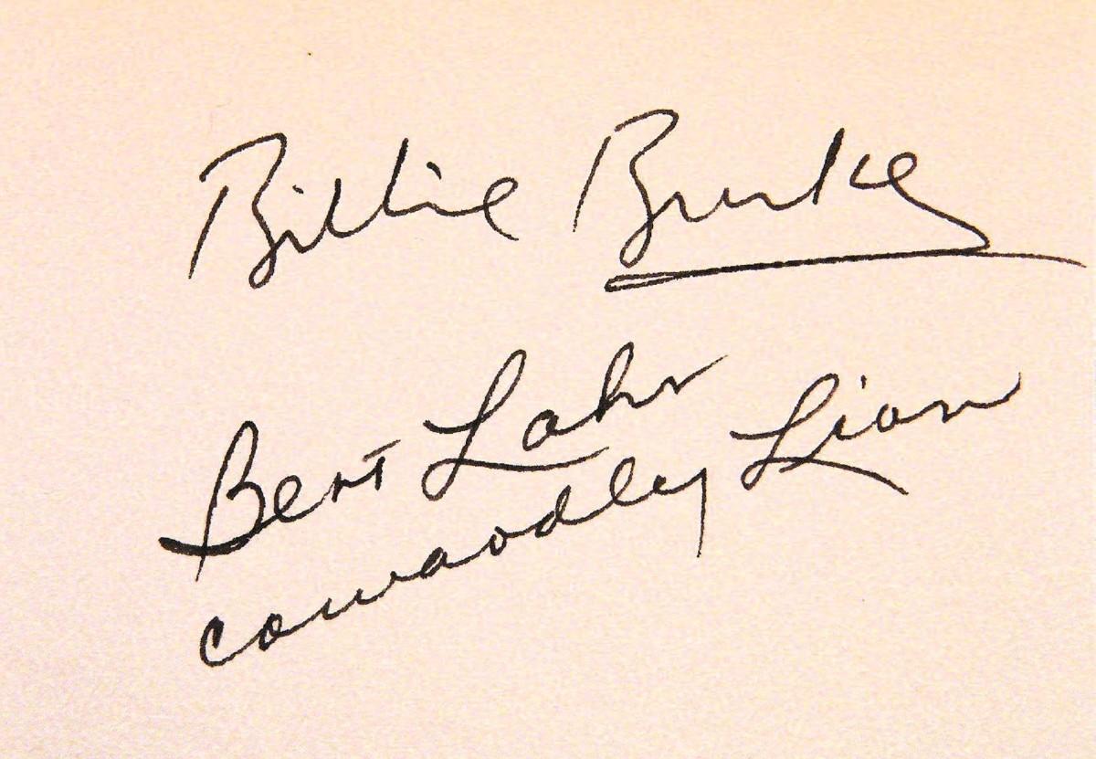 The Wizard of Oz Billie Burke & Bert Lahr signature slip | EstateSales.org