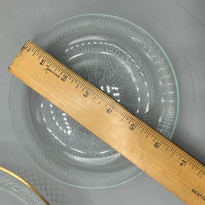 Pair of Vintage Clear Glass White Dolly Geometric Pattern Plates ...
