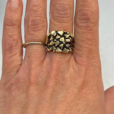Vintage 14k Yellow Gold Heavy Chunky Nugget Style Men's Ladies Ring 13g ...