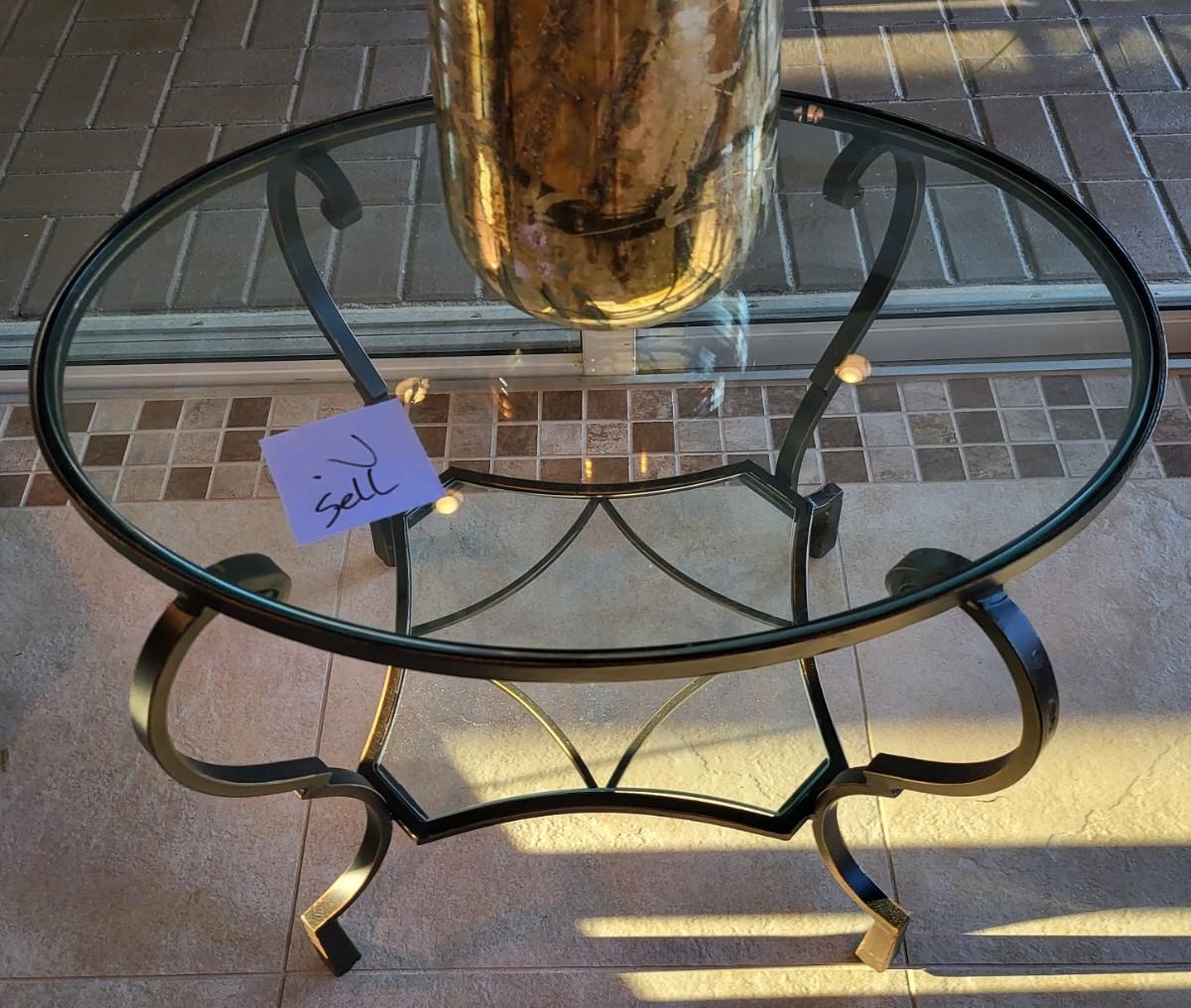 Small Round Glass Table W Decor