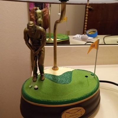 GOLFER PUTTING TABLE LAMP, GOLF HAND TOWELS AND GOLF SOAP DISPENSER ...