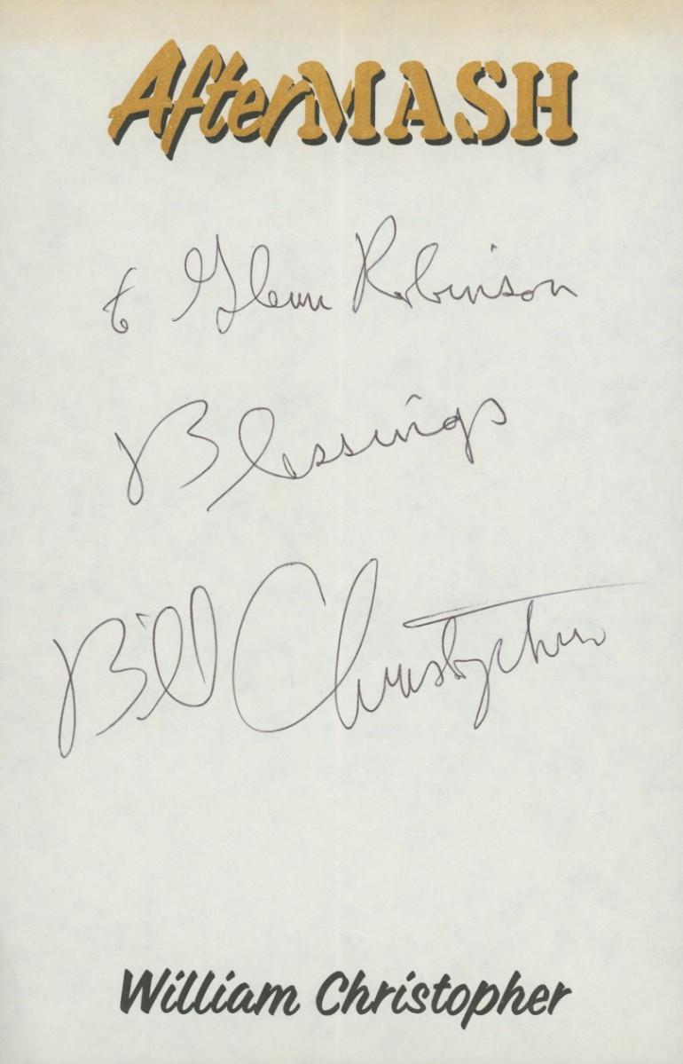 Mash William Christopher signed note | EstateSales.org