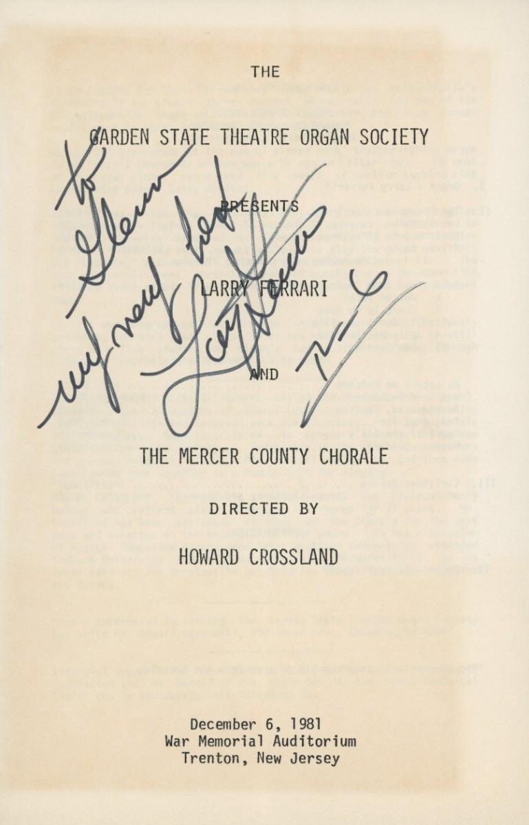 Larry Ferrari signed program | EstateSales.org