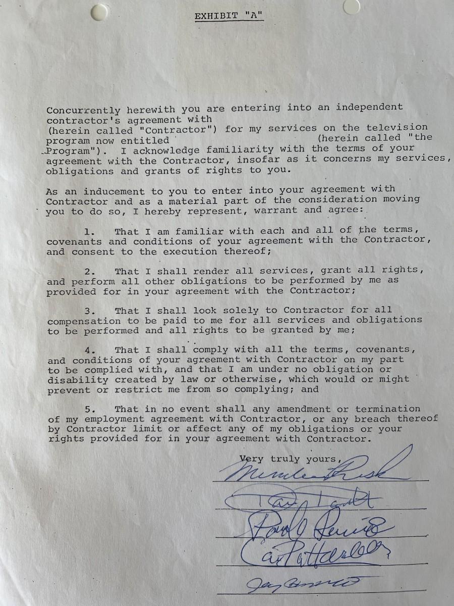 Merrilee Rush and the Turnabouts signed contract | EstateSales.org