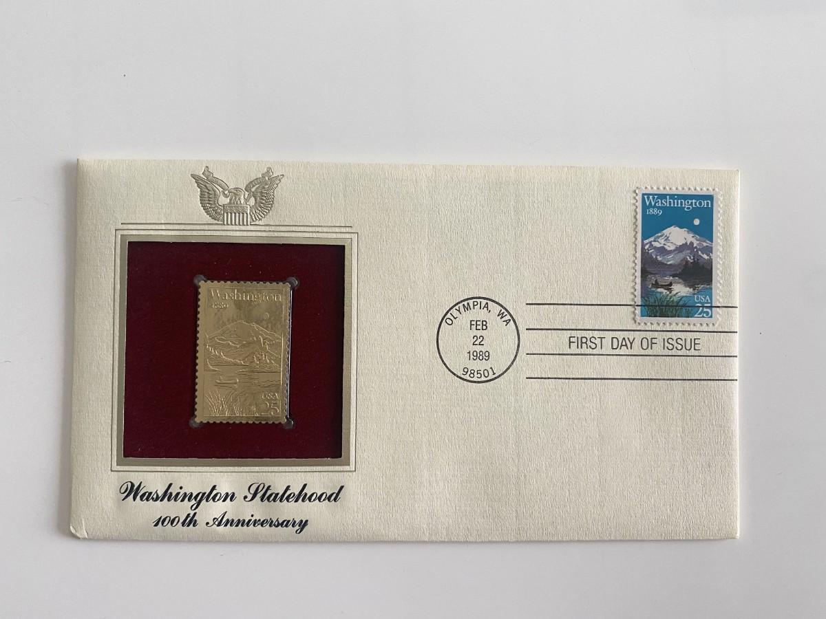 Washington Statehood 100th Anniversary Gold Stamp Replica First Day ...