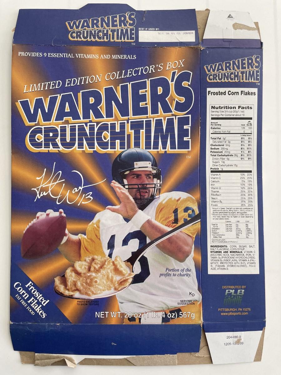 Rams Kurt Warner facsimile signed Warner's Crunch Time Cereal Box ...