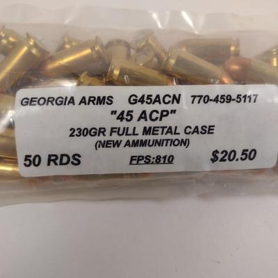 Georgia Arms Ammo- 45 ACP- 230Gr Full Metal Case- 50 Rounds (#2 ...