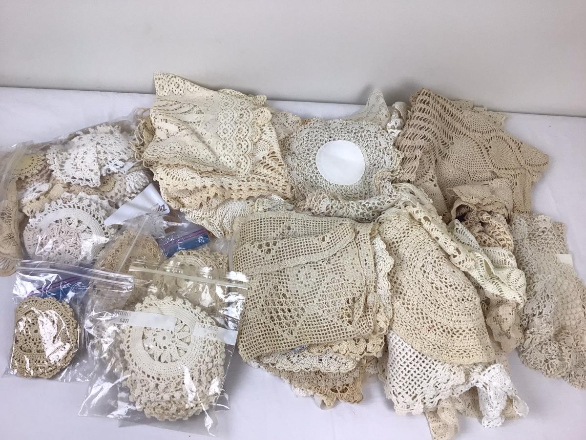 181 Antique Lot of Lace, Hand Crochet Items. | EstateSales.org