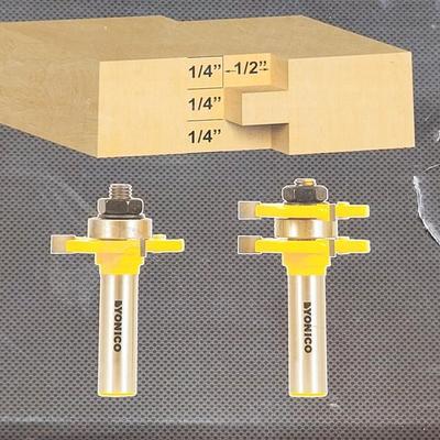 Yonico Tongue and Groove Router Bits Set for 3/4-Inch Stock 1/2-Inch ...