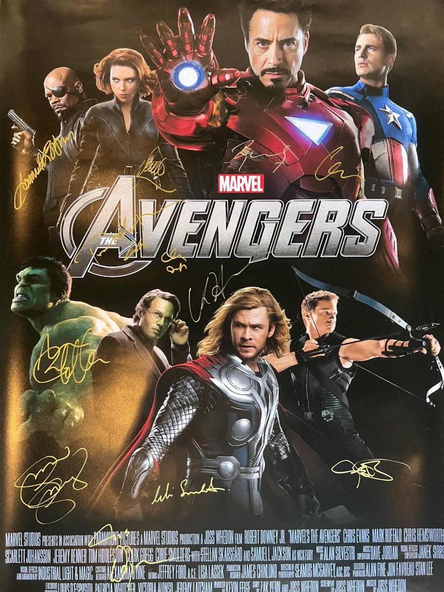 The Avengers cast signed movie poster. GFA Authenticated | EstateSales.org