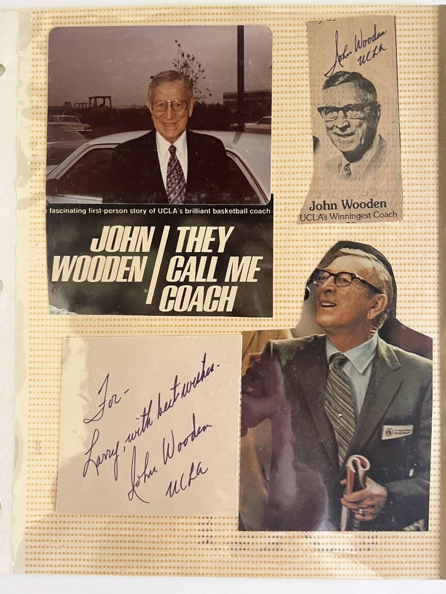 UCLA Basketball Coach John R. Wooden signature with vintage photo ...