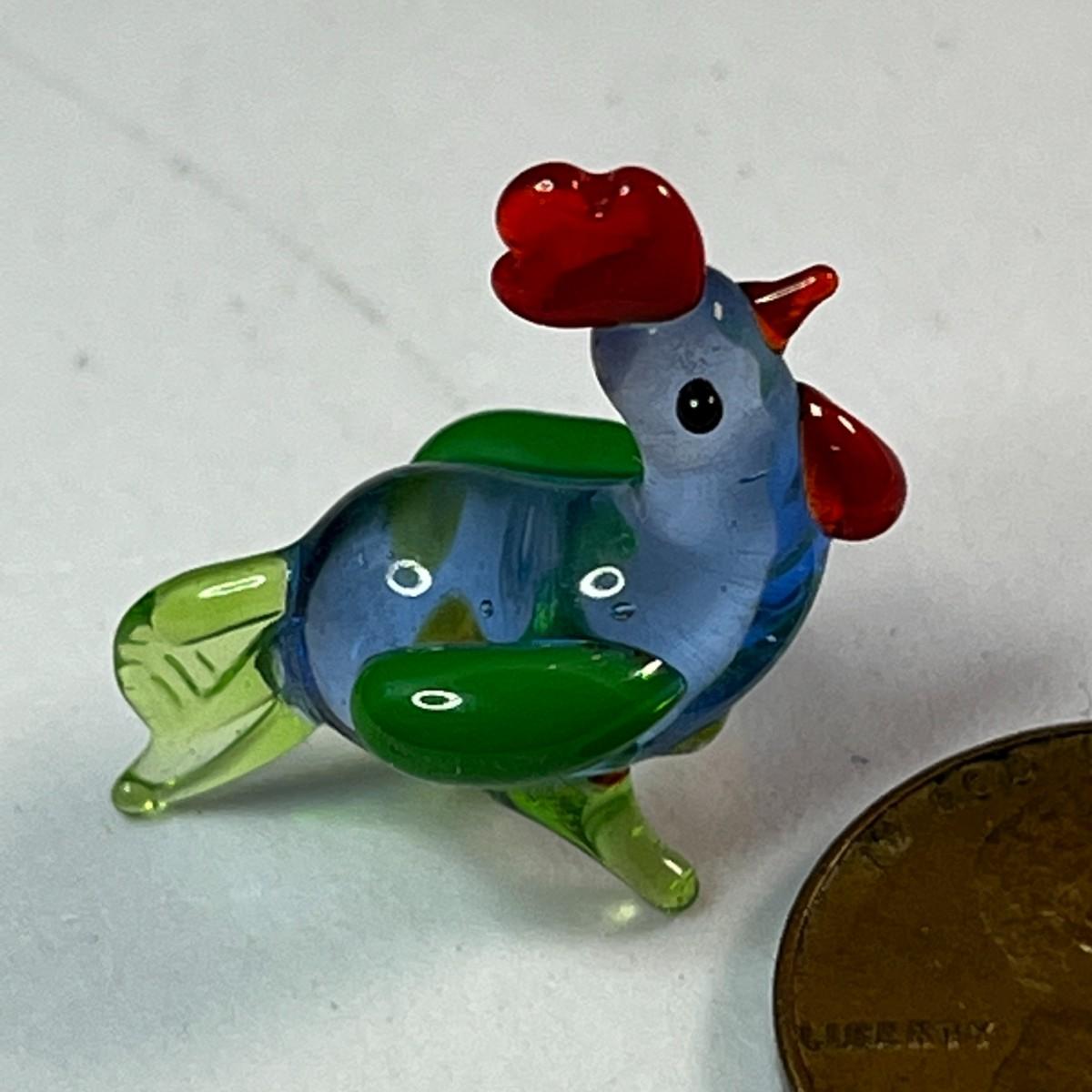 COLORFUL GLASS ROOSTER 7/8” TALL | EstateSales.org