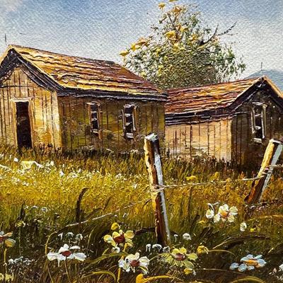 Original Vintage Everett Woodson Small Oil Painting Desolate Country ...