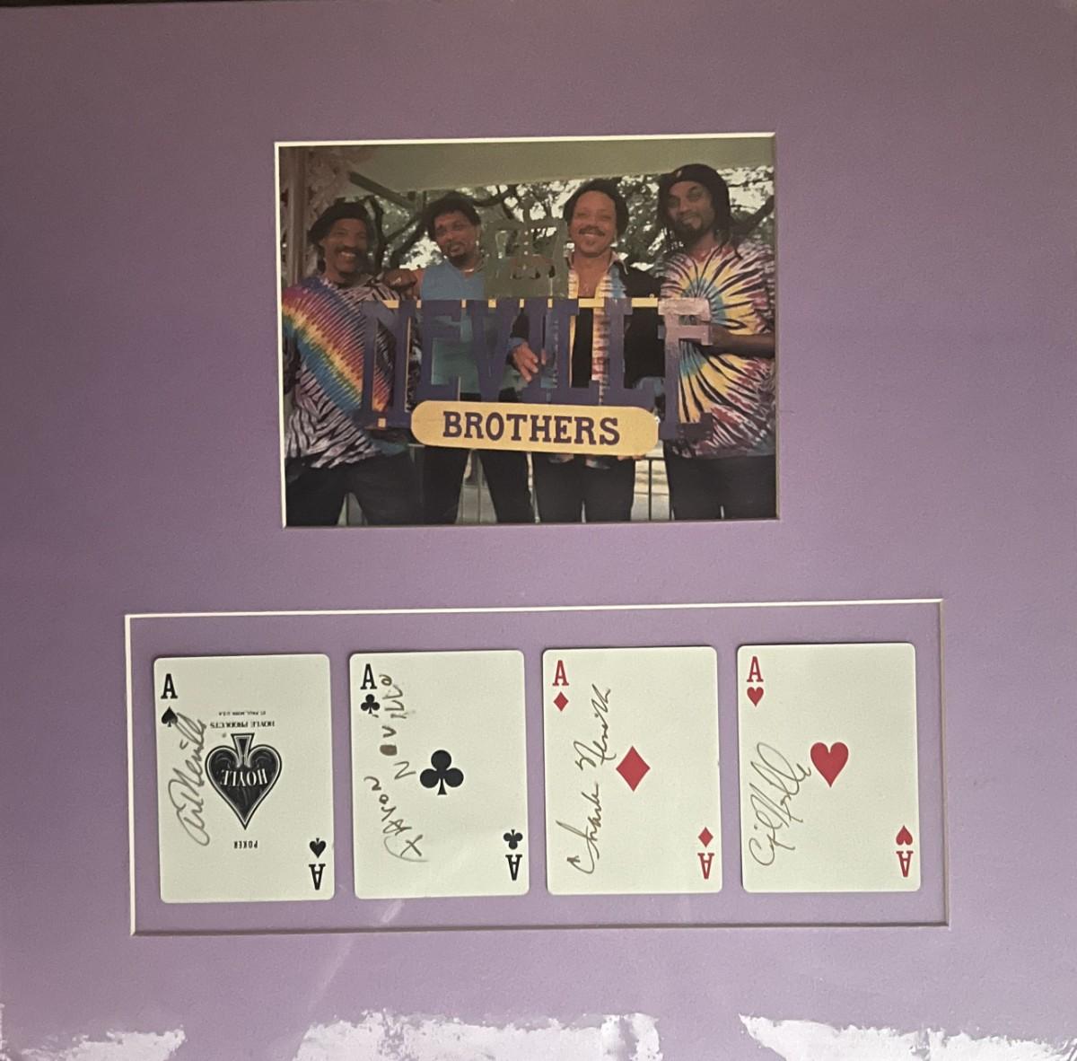 Neville Brothers signed playing cards in custom matte. 15.5 x 15.5 ...