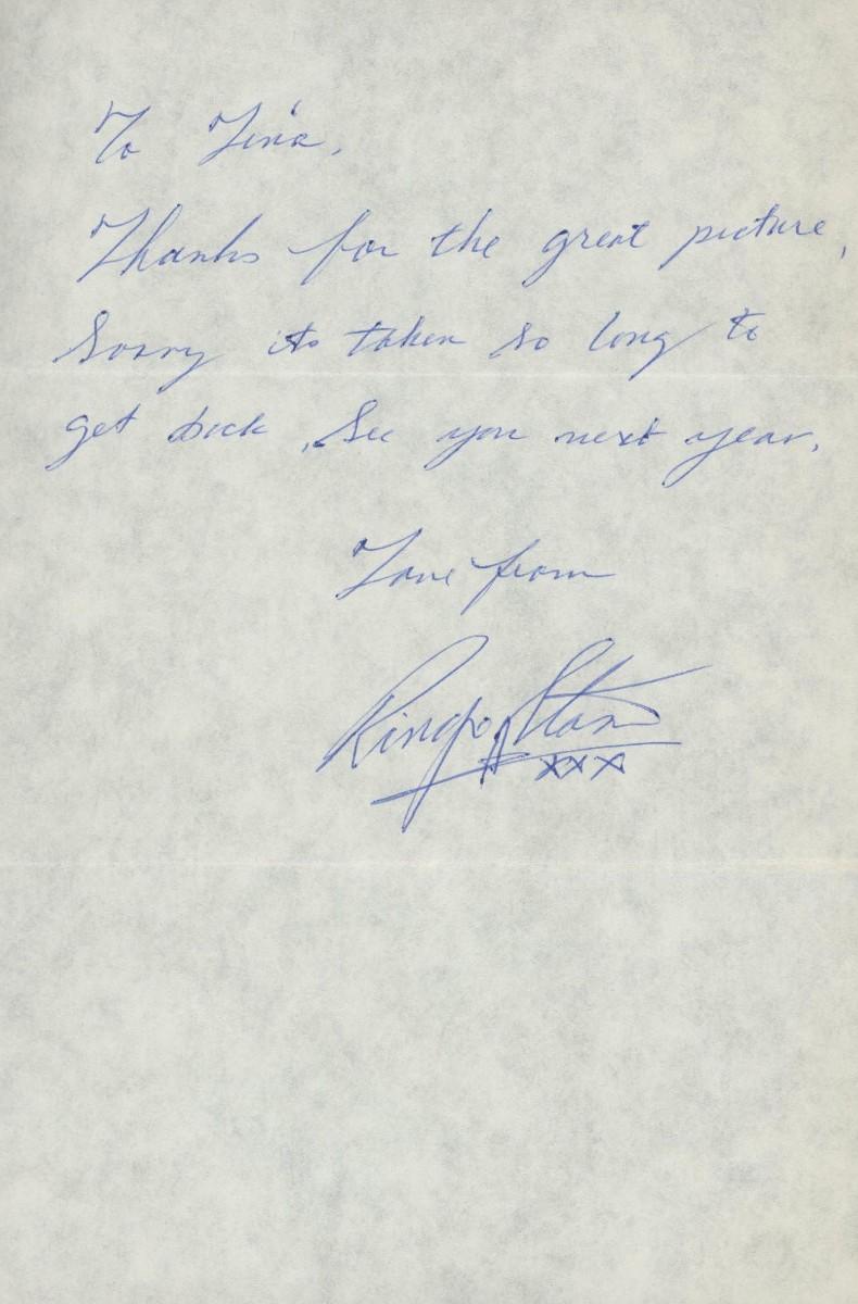 Ringo Starr handwritten and signed letter. GFA Authenticated ...