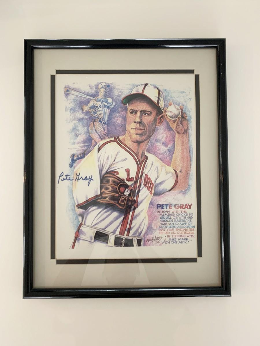 St. Louis Browns Pete Gray signed original artwork | EstateSales.org