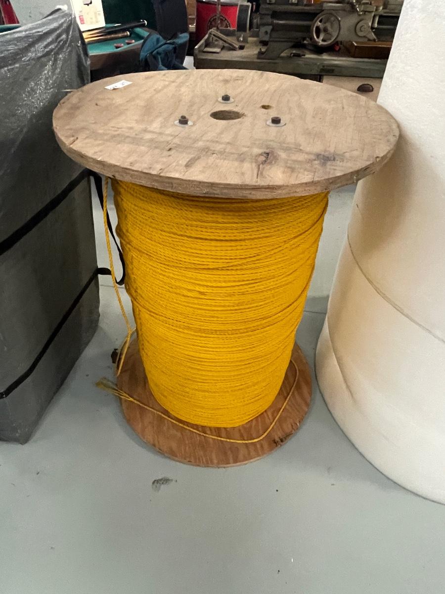 Large Wood Spool of Yellow twisted propylene Rope - Lotsof Rope ...