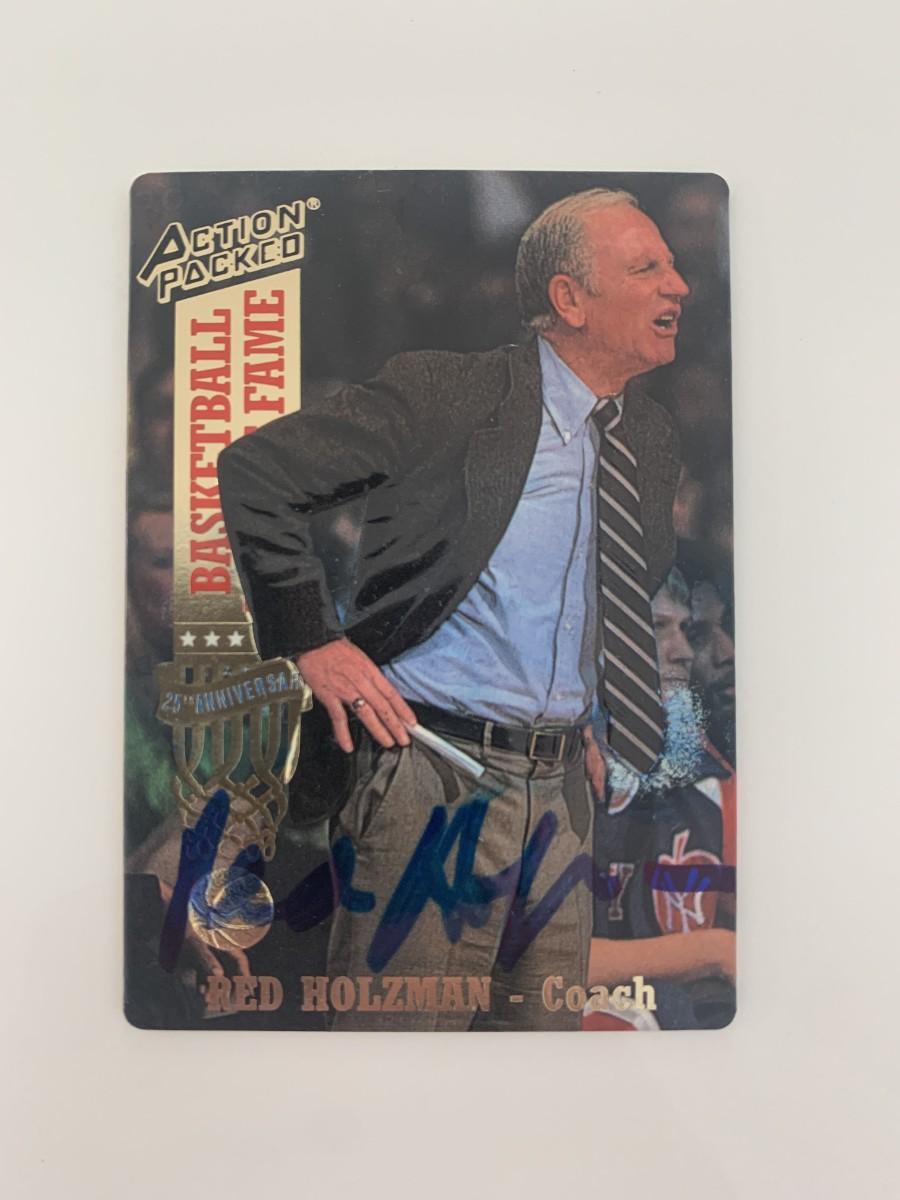 Red Holzman signed basketball card | EstateSales.org