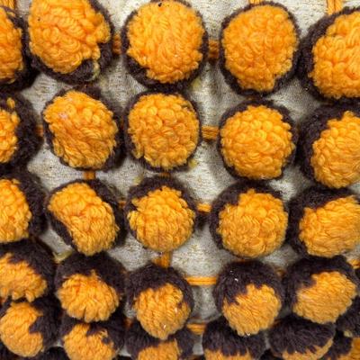 Vintage Retro Orange and Brown Yarn Puff Ball Pom Pom Throw Accent ...