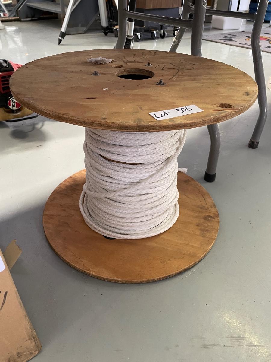 Wood Spool of White Rope | EstateSales.org