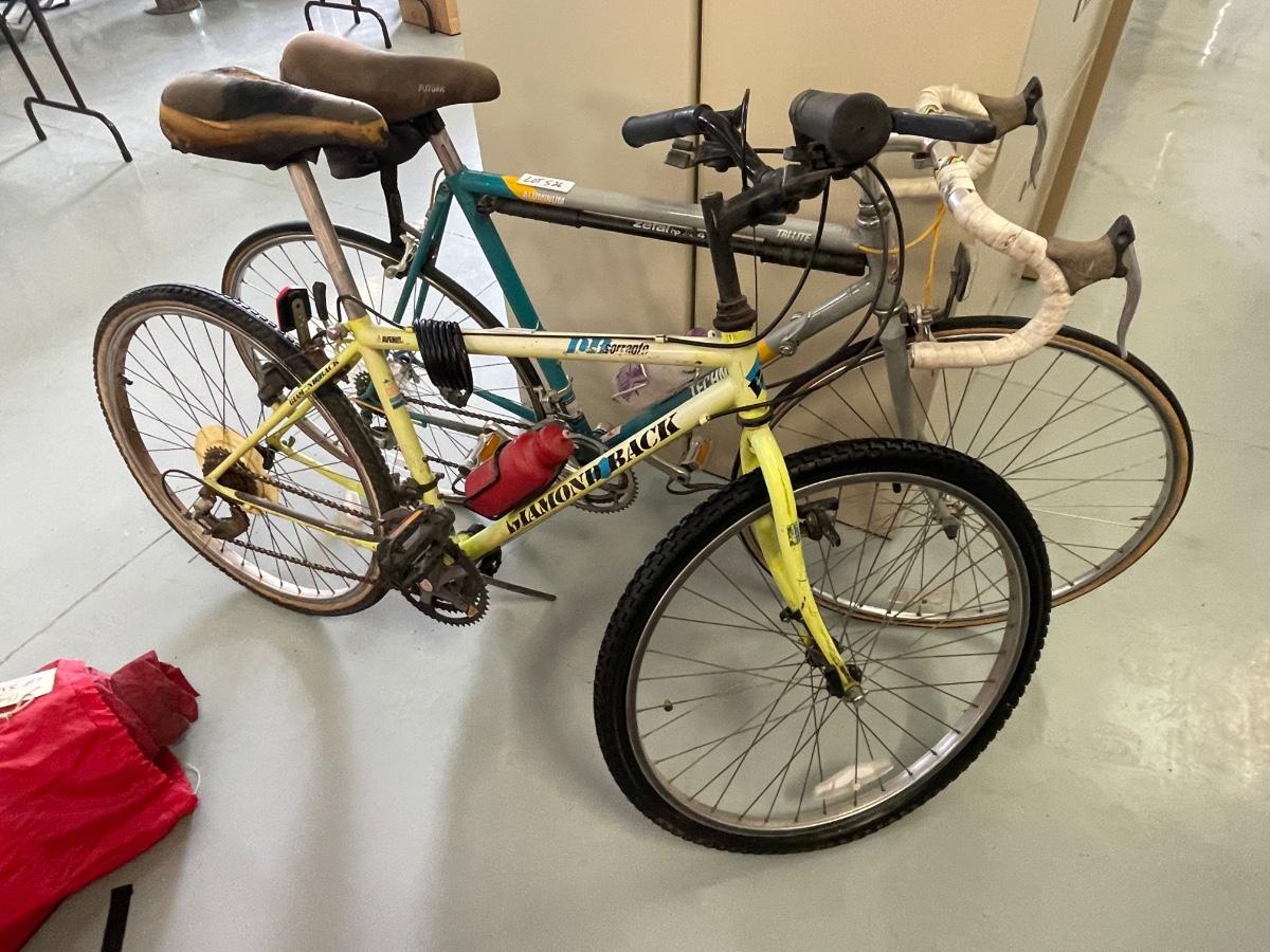 2 Bikes - 1 green 10 Speed Bike & 1 Diamond Back yellow Mountain Bike ...