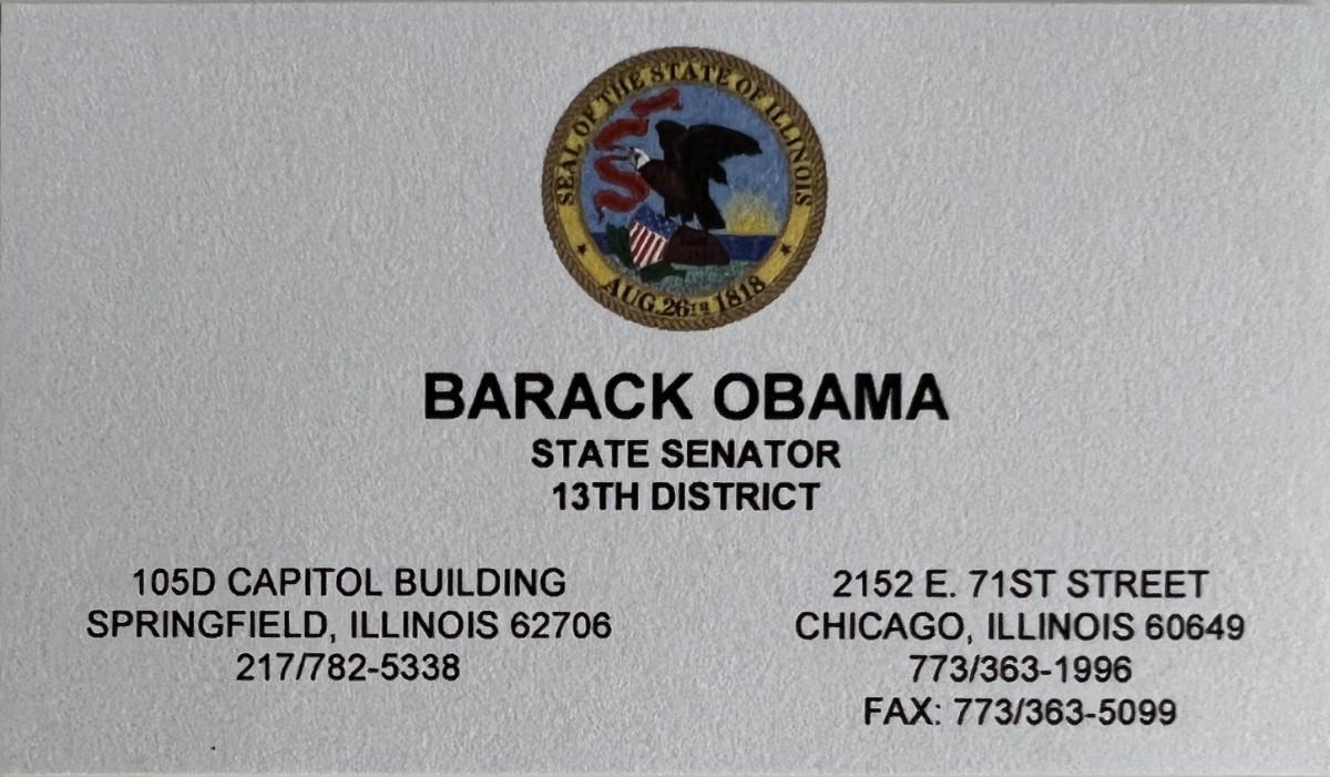 Barack Obama State Senator business card | EstateSales.org