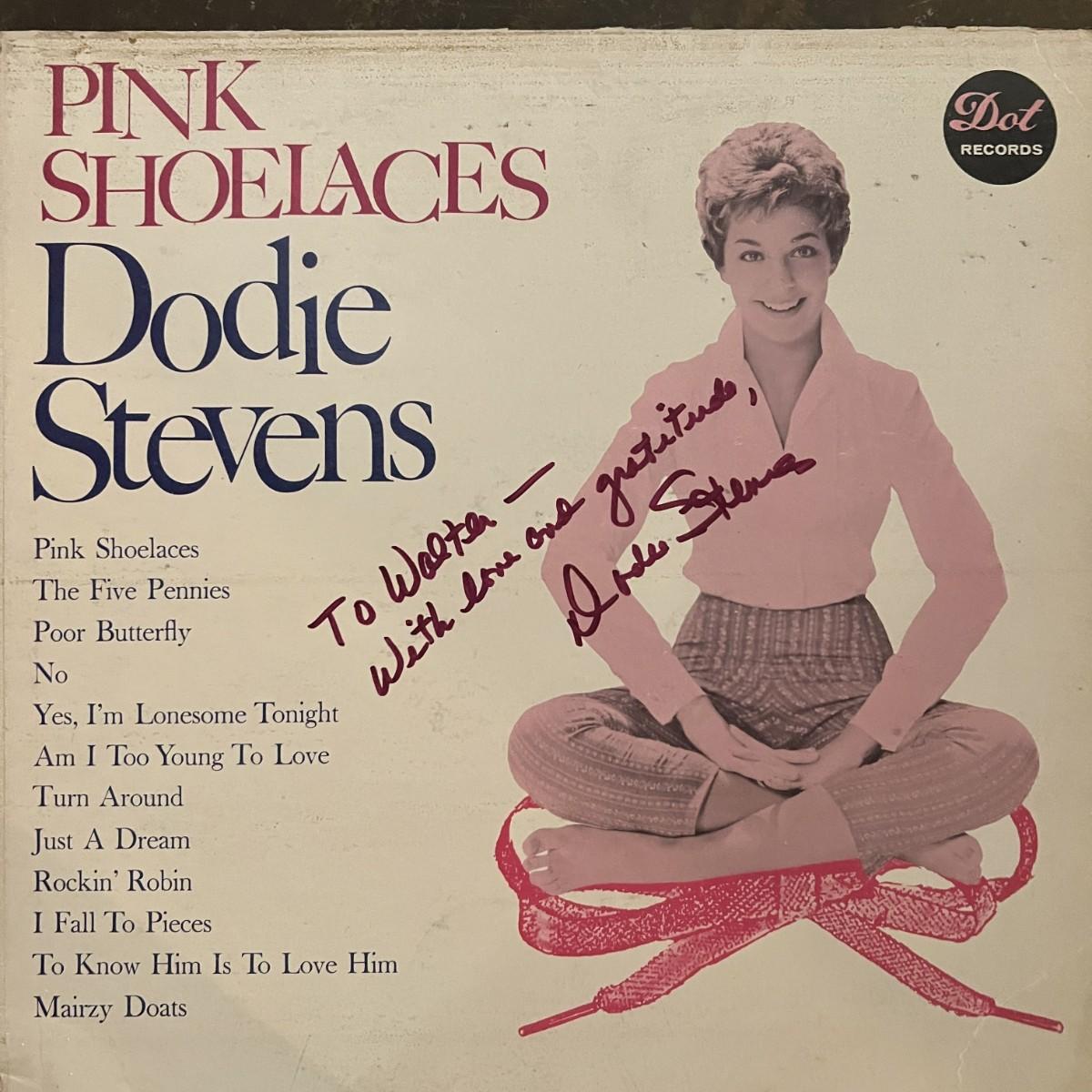 Dodie Stevens Pink Shoelaces signed album | EstateSales.org