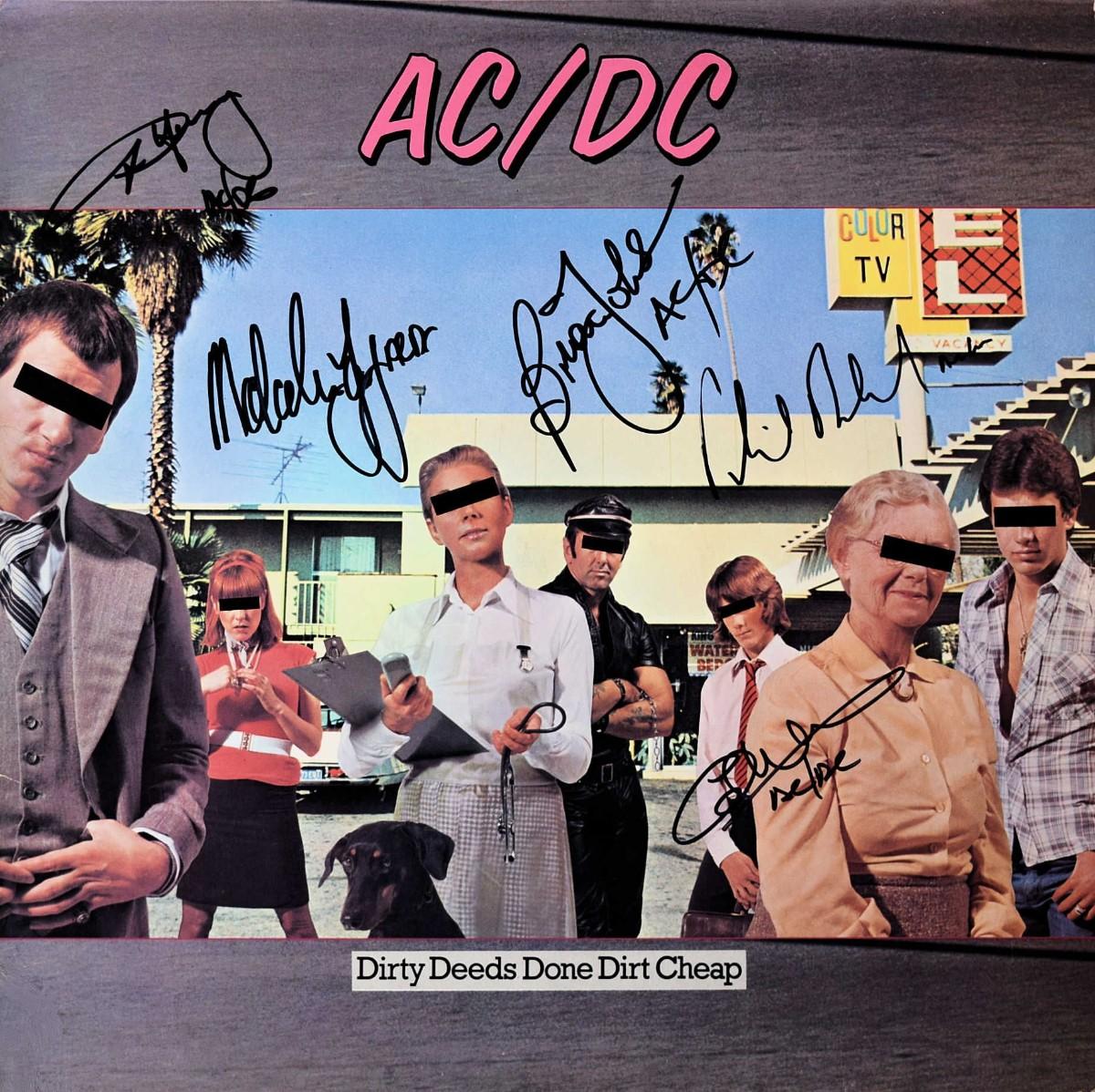 AC/DC Dirty Deeds Done Dirt Cheap signed album | EstateSales.org