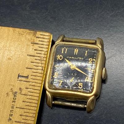 Vintage Midcentury Hamilton Wind Up 10k Gold Filled Watch Face with ...