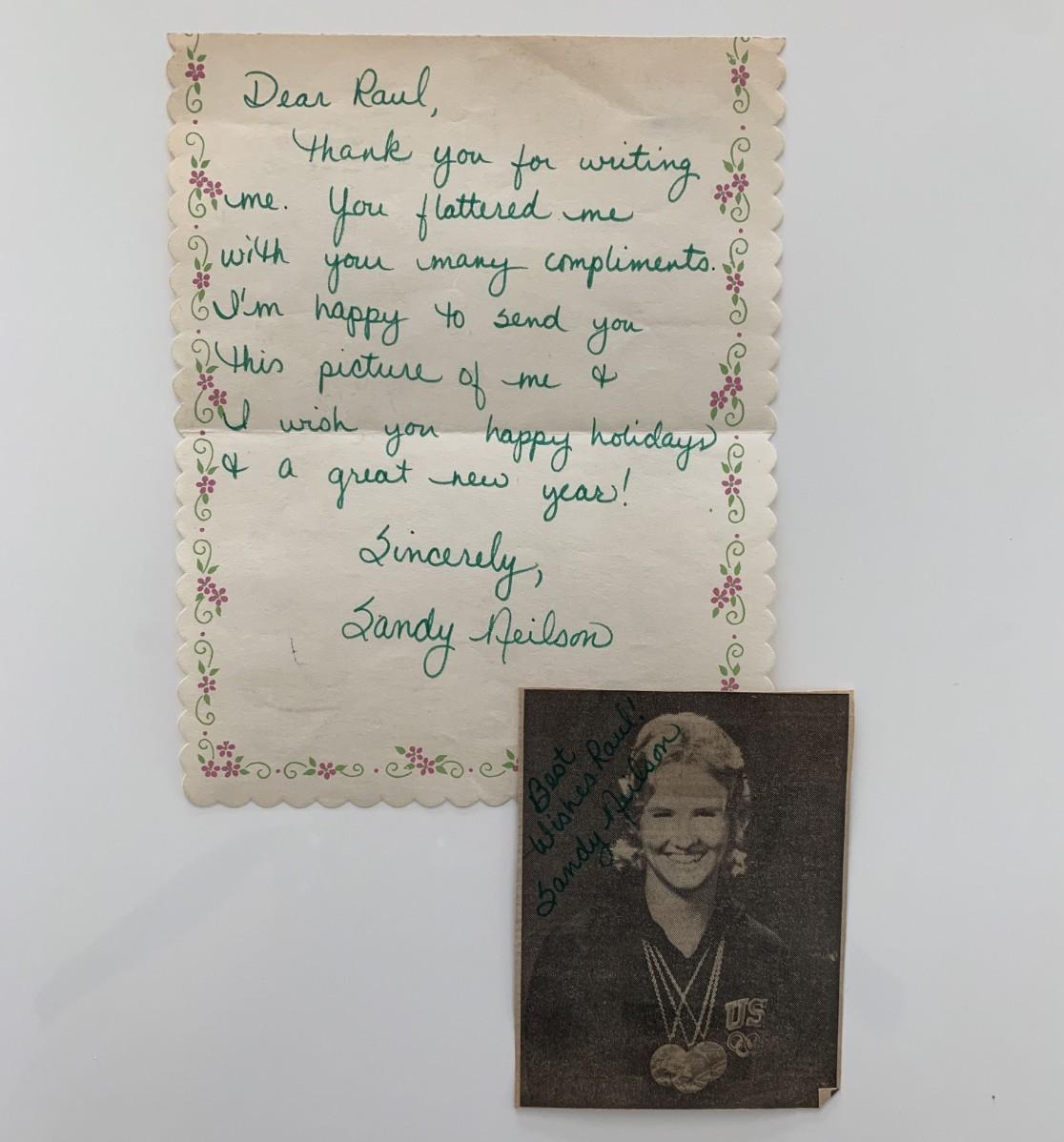 Olympian Sandy Neilson handwritten and signed letter and signed photo ...