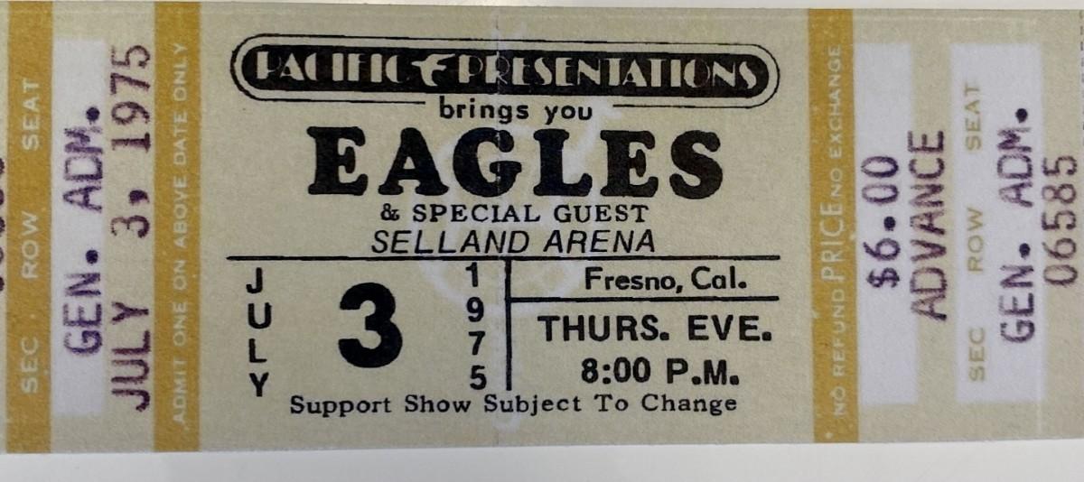 Eagles concert ticket July 3rd 1977 unsigned | EstateSales.org