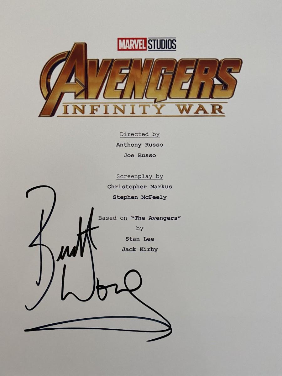 Avengers: Infinity War signed script cover | EstateSales.org