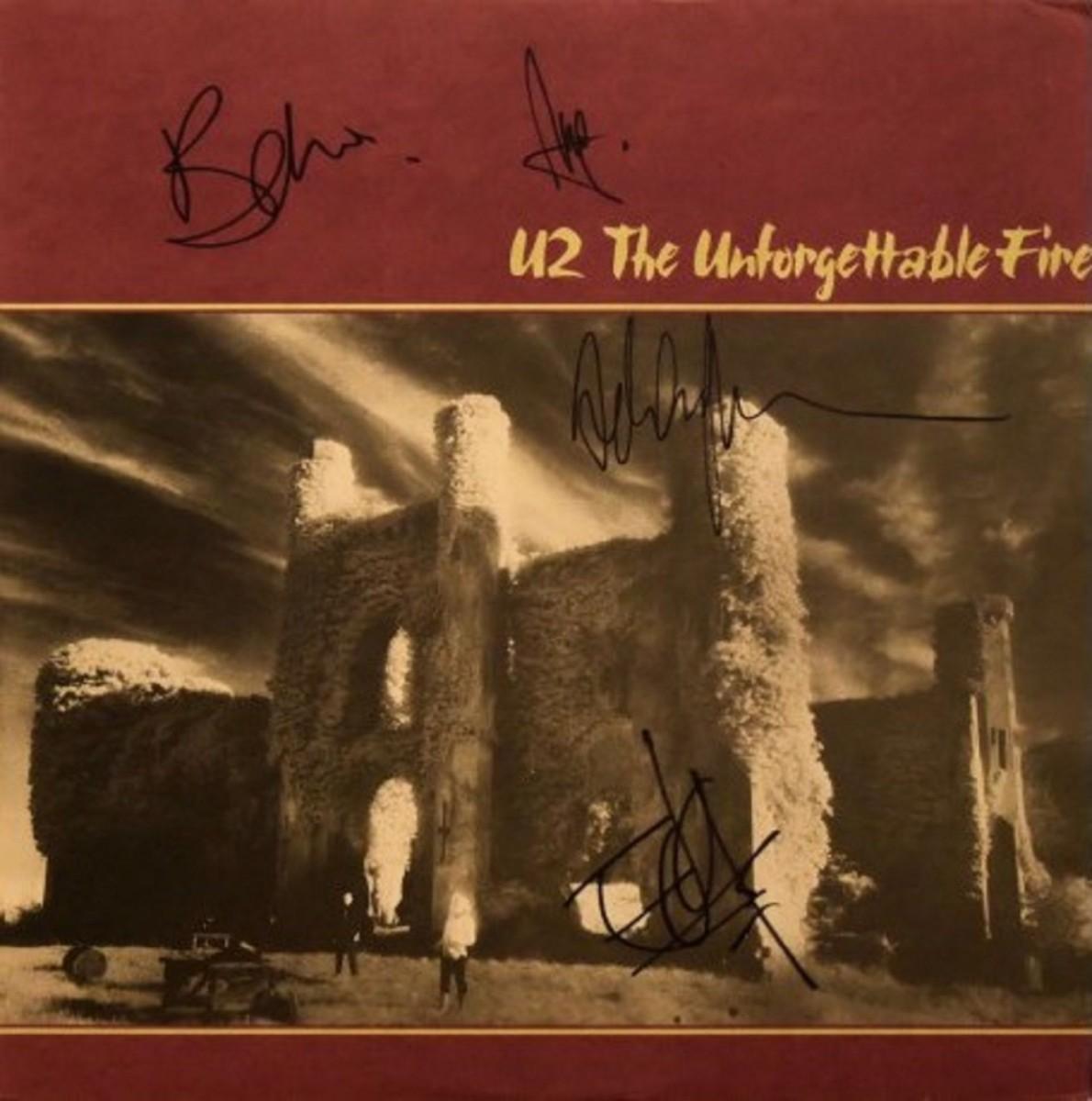 U2 signed "The Unforgettable Fire" album | EstateSales.org