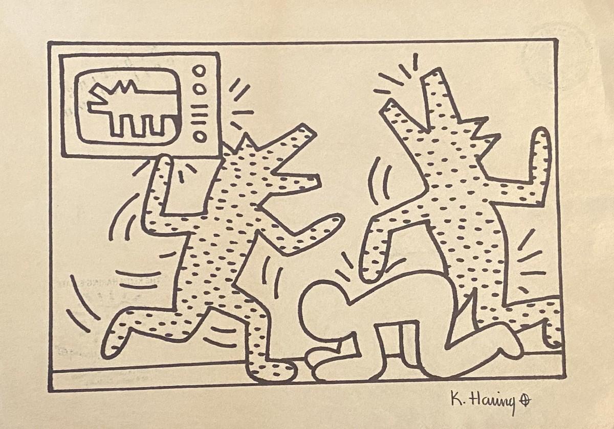 Keith Haring hand drawn and signed sketch | EstateSales.org
